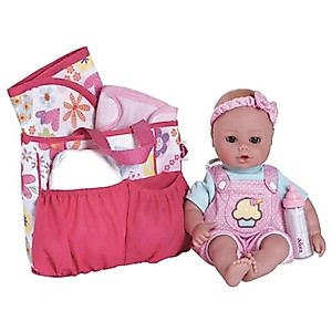 ADORA Baby Doll Diaper Bag with Sturdy Straps, Includes Changing Mat and 2 Doll Diapers (Fits 13" Dolls), Birthday Gift for Ages 3+ - Pink Flower Power