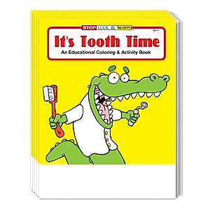 ZOCO - It's Tooth Time - Educational Coloring Books for Kids (25 Bulk Pack, Without Crayons) - Dentist Toys for Kids - Dental Office Supplies