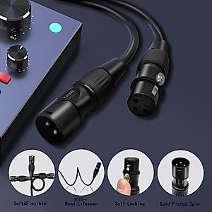 Yatime 100ft XLR Microphone Cable - Oxygen-Free Copper (OFC) Male to Female Balanced XLR Mic Cable