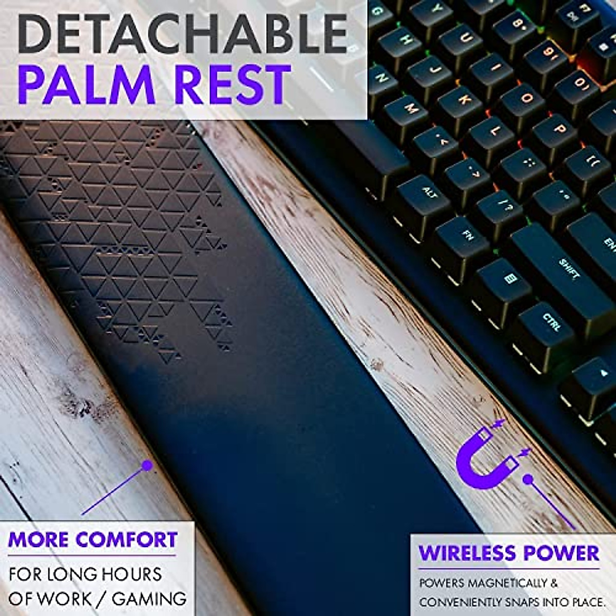 Tilted Nation RGB Keyboard, Gaming Mechanical Keyboard with Volume Control Knob and Magnetic Removable Wrist Rest - Perfect Gamer Keyboard with Quick Response Red Switches