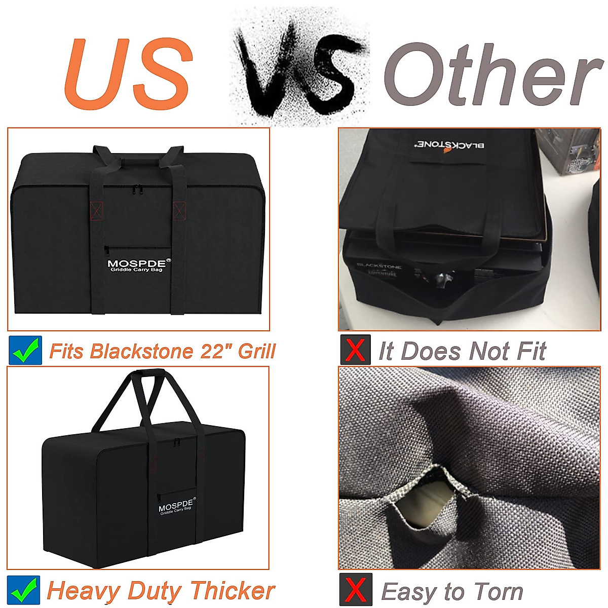 Griddle Carry Bag Fits for Blackstone 22 Inch Table Top Griddle with Grill Cover and Stand, Fits Blackstone 22" Grill Griddle with the Lid and Stand Carrying Bag 600D Heavy Duty Water-Resistant