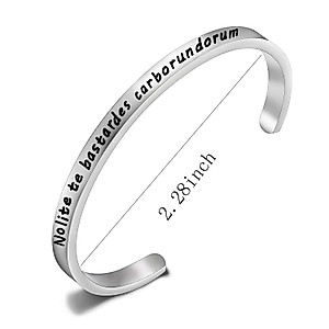 BNQL Nolite Te Bastardes Carborundorum Inspirational Cuff Bracelet Quote Bracelet (silver)