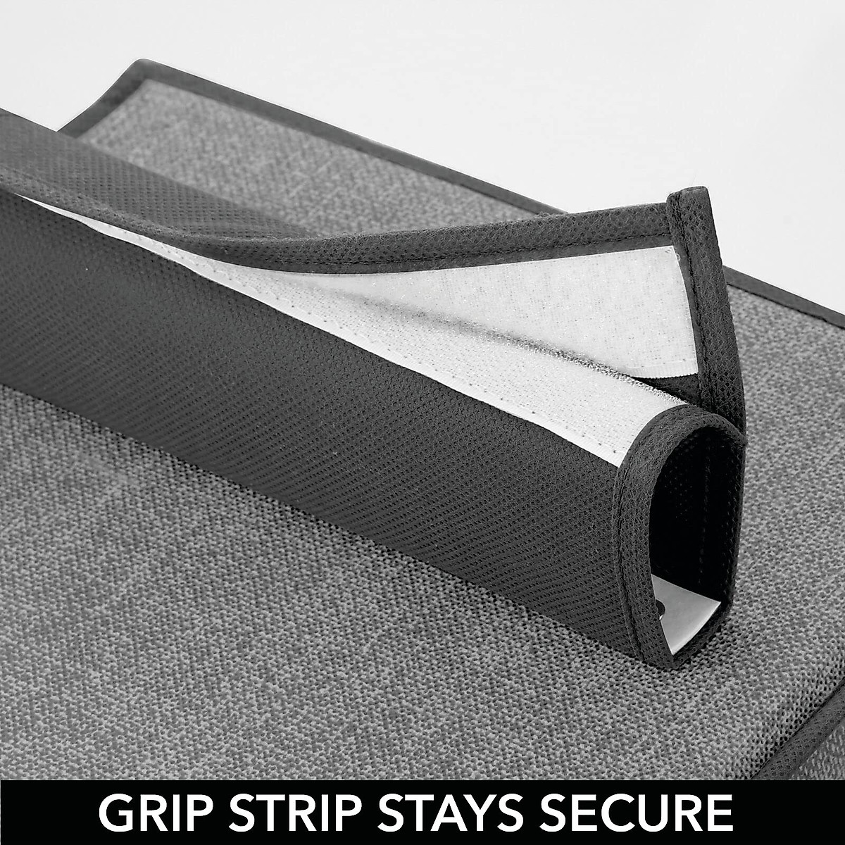 mDesign Long Soft Fabric Over Closet Rod Hanging Storage Organizer with 6 Shelves for Clothes, Leggings, Lingerie, T Shirts - Textured Print with Solid Trim - 2 Pack - Charcoal Gray/Black