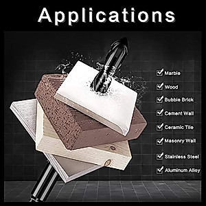 10-Piece Masonry Drill Bits Set for Tile Glass Ceramic Brick Wood, 1/8 to 1/2 Inch Drilling Bits with Triangle Handle, YG8 Tungsten Steel Alloy Tip.（Black）
