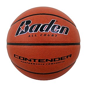 Baden Contender Official Basketball | Durable Indoor-Outdoor Basketball for Youth & Adults, Wide Channel, Natural Orange, 28.5-Inch