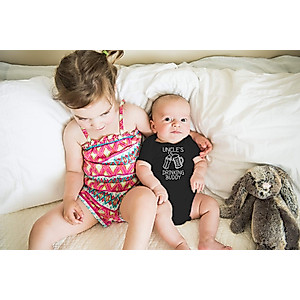 AW Fashions Uncle's Drinking Buddy - My Uncle Is a Bad Influence - Cute One-Piece Infant Baby Bodysuit (Newborn, Black)
