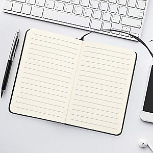 Qinlorgo Notepad, Artificial PU Leather Eye Protection Notebook with Ribbon Bookmarks for Gratitude Diary for Diary for Writing for Office Notes(black)
