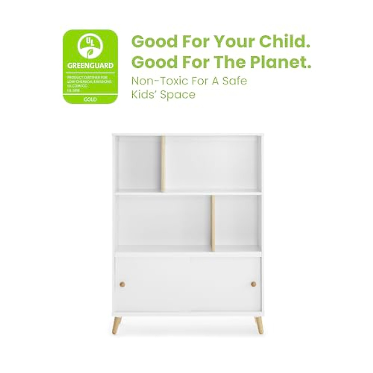 Delta Children Essex Bookcase - Greenguard Gold Certified, Bianca White/Natural