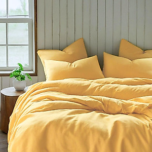 Tache 2 Piece Solid Sunny Golden Yellow Duvet Cover Set, Twin XL