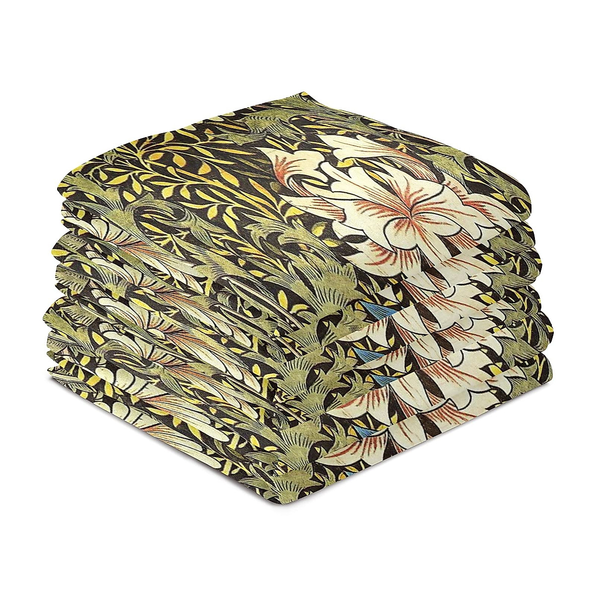 ALAZA William Morris Flowers Floral Prints163 Kitchen Towels Absorbent Dish Towels Soft Wash Clothes for Drying Dishes Cleaning Towels for Home Decorations Set of 4, 28 X 18 Inch