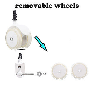 Baby Walker Wheels Replacement Parts, 2'' Plastic Rubber Wheels Casters, Removable, Safe for All Floors,Set of 4 (White)