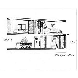 Simple Bookcase Stand Creative Simplicity Wall Hanging Bedroom Closet Bookshelf Restaurant Wine Rack Decorative Frame J1120, PIBM, Black Walnut, 80 * 20cm