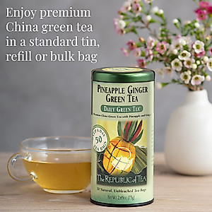 The Republic of Tea – Pineapple Ginger Daily Green Tea, 50 Tea Bag Tin