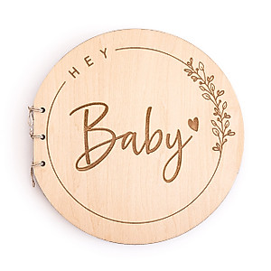 Hey Baby Wood Baby Shower Guest Book Alternatives for Boy or Girl, Rustic Baby Shower Guest Sign In Book, Keepsakes for Baby Shower, Gift for New Parents and Expecting Mothers