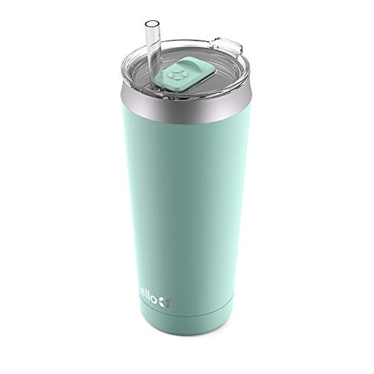 Ello Beacon Vacuum Insulated Stainless Steel Tumbler with Slider Lid and Optional Straw, 24 oz, Yucca