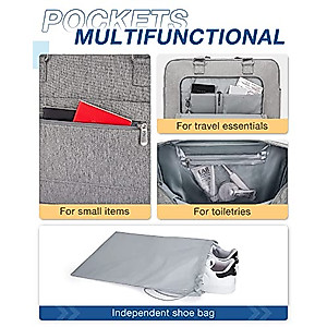 BAGSMART Duffle Bag Large Weekender Overnight Bag with Shoe Bag, can Hold 15.6 inch Laptop, Carry-on Bag for Travel, Gym, Work, 27L (Light Grey)