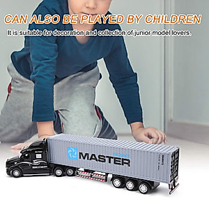 RiToEasysports Pull Back Car Toy, High Simulation Alloy Container Truck Car Model with Sound Light Kid Vehicles Toys ((Black + Gray)) Hand -Made Toys