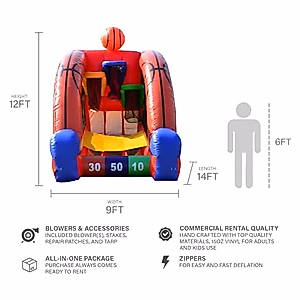 JumpOrange Inflatable Basketball Game (with Blower and Foam Basketballs), Kids and Adults, Commercial Grade, Rental Game, Hoop Shot Target, Toss Game, Outdoor Indoor, Blow Up, 15oz PVC Vinyl, <90 LBS