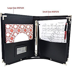 Orginal -MSP PU Leather Sheet Music Holder | 9.5" x 12" - Music Folder with Hand Strap for Musician- Improved Design (3 Ring Binder)