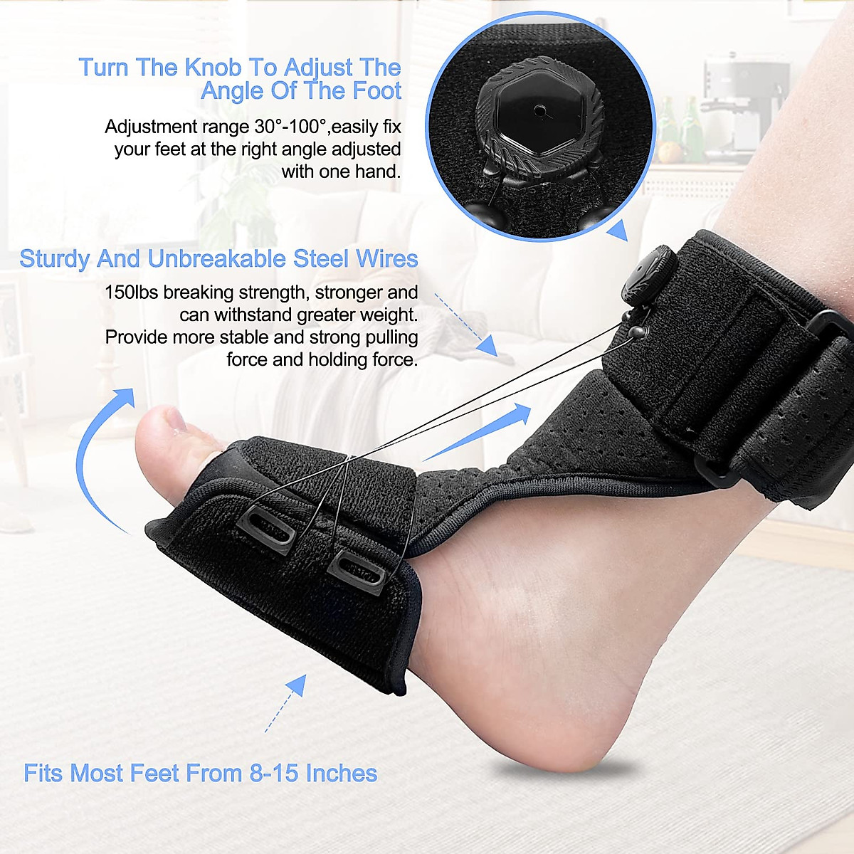 XRUIDI Upgrade Plantar Fasciitis Night Splint With Knob Adjustment, Plantar Fasciitis Women Men, Relief Brace Foot Support Brace, Relief Plantar Fasciitis, Foot Drop, Achilles Tendonitis