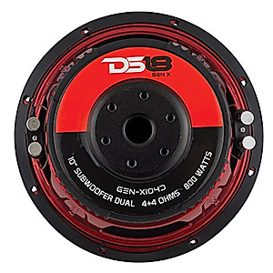 DS18 GEN-X104D Subwoofer in Black - 4 Layer Black Aluminum Voice Coil, 10", 800W Max Power, 400W RMS, Dual 4 Ohms, DVC - Powerful Car Audio Bass Speaker (1 Speaker)