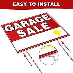 Garage Sale Sign, 17" x 13" Garage Sale Signs with Stakes, Yard Sale Signs with Stakes, Weather-proof Garage Sale Sign with Arrow Garage Sale Signs with Metal Stakes for Outdoor Estate (6 Pcs)