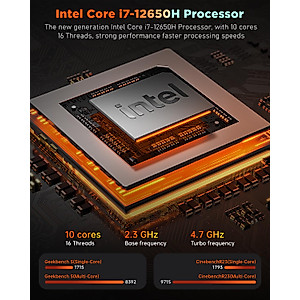 KAMRUI Mini PC,Intel Core i7-12650H Mini Desktop Computer,Mini Computer Tower PC,Dual Channel 32GB DDR4 512GB NVMe PCIe 3.0 X4 SSD,4K Triple Display,WiFi 6,BT 5.2 for Office Home Business