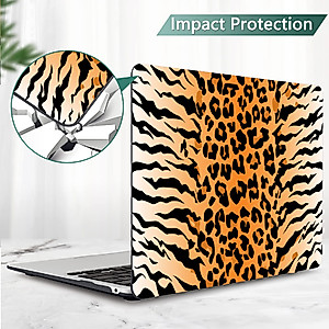 TWOLSKOO for 2021-2018 MacBook Air 13 inch Case A2337 M1 A2179 A1932, Hard Shell Case with Keyboard Skin & Screen Protector for MacBook Air 13.3 inch with Retina & Touch ID, Leopard & Tiger Texture