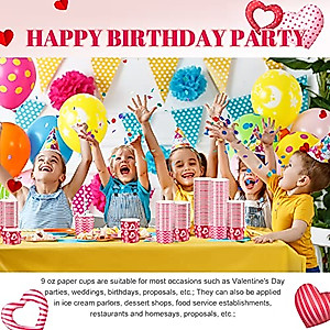 200 Pcs Ice Cream Cups Red Treat Snack Cups Mother's Day Heart Shaped Bowls 9 oz Disposable Paper Cup Red Pink Dessert Ice Cream Bowls for Valentine's Day, Baby Shower Decor