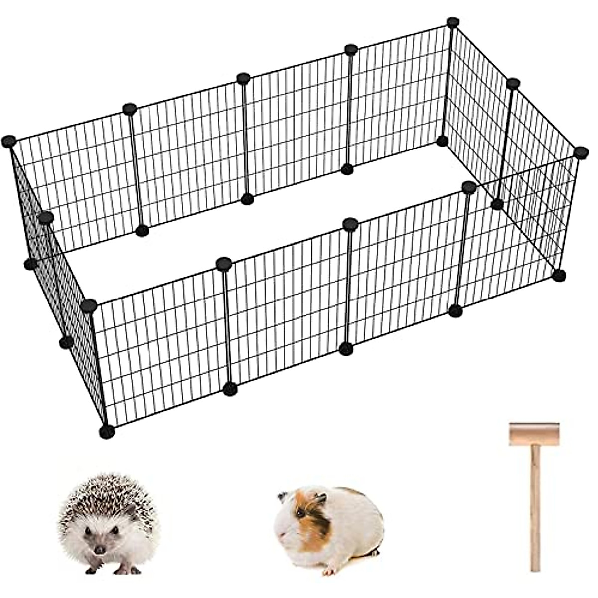 C&AHOME Pet Playpen, Small Animals Supplies, 12 Panels Exercise Playpens Cage, C Grids Portable Yard Fence Indoor, Ideal for Guinea Pigs, Puppy Pet Products, DIY Metal Yard Fence, 12" × 15" Black