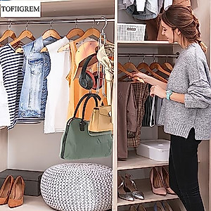 TOFIIGREM Rotatable Purse Handbag Hangers (3-Pack), Silver Metal Handbag Hooks Purse Organizer, Closet Hooks Space Saving for Bags Backpack Purses Handbags Tie Hats Belts