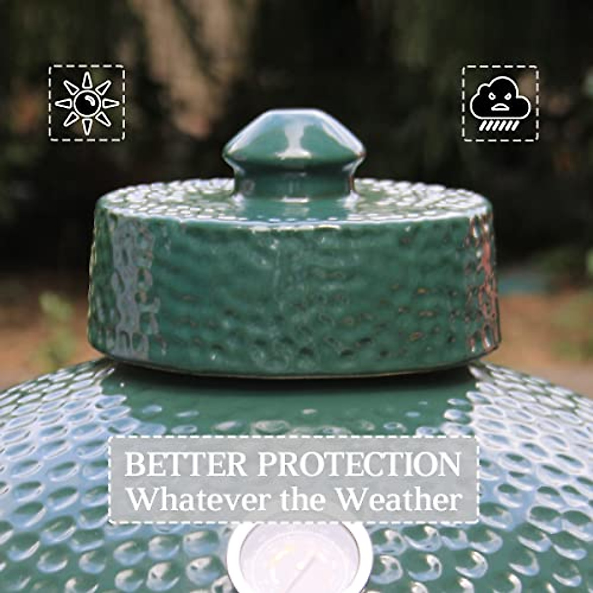 GriAddict Big Green Egg Ceramic Chimney Rain Cap, Big Green Egg Grill Top Vent Replacement Parts - Great for Medium, Large, XLarge Green Egg Accessories, Top Damper for Easy Grasp and Anti-Hot