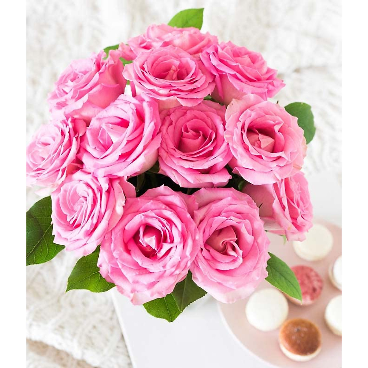 From You Flowers - One Dozen Light Pink Roses with Glass Vase (Fresh Flowers) Birthday, Anniversary, Get Well, Sympathy, Congratulations, Thank You