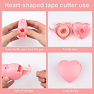 Rolybag 4 Colors Eyelash Extension Tape Breathable Eyelash Tape with Heart Shaped Tape Cutter Adhesive Non Woven Eyelash Tape Ladies Makeup Eyelash Tape Kits (Style A)