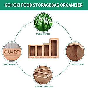 Adelaide Ziplock Bag Storage Organizer For Kitchen Drawer, Bamboo Baggie Holder, Compatible With Ziploc, Solimo, Glad, Hefty For Gallon, Quart, Sandwich And Snack Variety Size Bags(4 Piece Set)