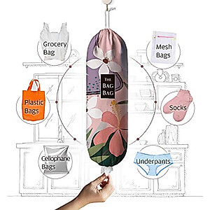 Flower Pattern Grocery Bag Storage Holder, Grocery Shopping Bags Carrier,Plastic Bag Dispenser, Organizer Recycling Grocery Pocket Containers for Home and Kitchen,Gifts for Family23x9 inch