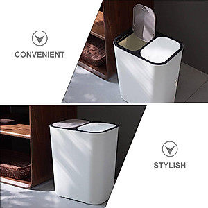 DEARMAMY Dual Trash Can, 2 Compartment Kitchen Garbage Can Plastic Dry and Wet Classified Recycling Bin Wastebasket Liter Bin Dustbin Rubbish Box Garbage Container for Home 15L