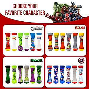 Marvel Legends Socks for Boys & Men, 6-Pack Socks for Men & Boys Socks, Men's Athletic Socks, Athletic Socks for Boys