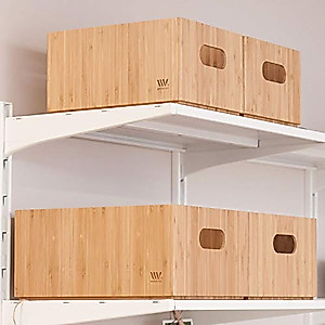 MobileVision Bamboo Storage Box, 14”x11”x 6.5”, Durable Bin w/Handles, Stackable - For Toys Bedding Clothes Baby Essentials Arts & Crafts Closet & Office Shelf