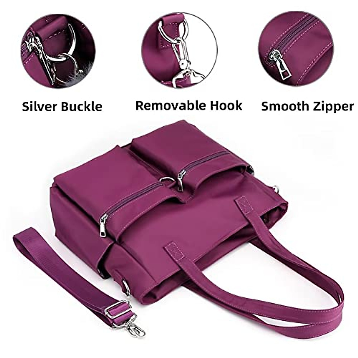 EDIWER Nylon Tote Bag for Women Multi-function Shoulder Handbag Waterproof Travel Crossbody Bag Large Capacity Work bag