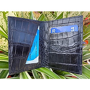 Double side Navy Blue Crocodile Alligator leather skin Credit Cardholder, leather credit cardcase, leather creditcard cover