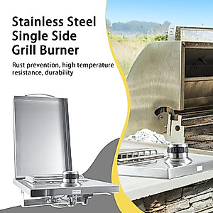 Marada Drop-In Single Side Grill Burner Natural Gas 304 Food Grade Stainless Steel Built-In Single Side Burner for Outdoor Grill 12,000 BTU Air inlet thread 5/8"-18UNF