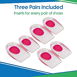 ViveSole Heel Cups for Heel Pain Relief (3 Pairs) - Gel Cushion Inserts for Heel Spur, Achilles Tendonitis, Plantar Fasciitis - Insole Pads for Shoes Women & Men - Silicone Supports, Shock Absorbing