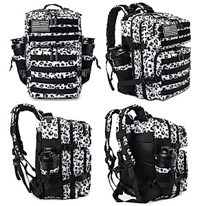 LHI Tactical Military Backpack for Men and Women 25L Army Assault Pack Bag Large Rucksack with Molle System - Leopard