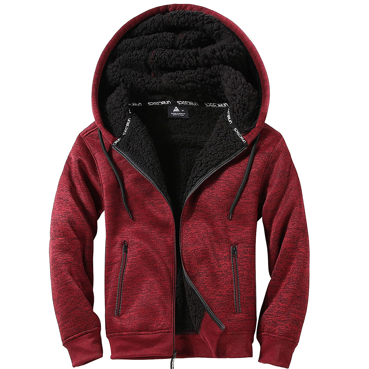 Little Beauty Men Hoodies Full Zip Up Jacket Fleece Sherpa Lined Heavyweight Sweashirts Winter