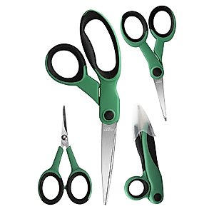 Chevining Fabric Scissors Professional Sewing Scissors For Fabric Cutting Contains 1 Fabric Scissor 1 Detail Scissor 1 Embroidery Scissor and 1 Thread Scissor Green*