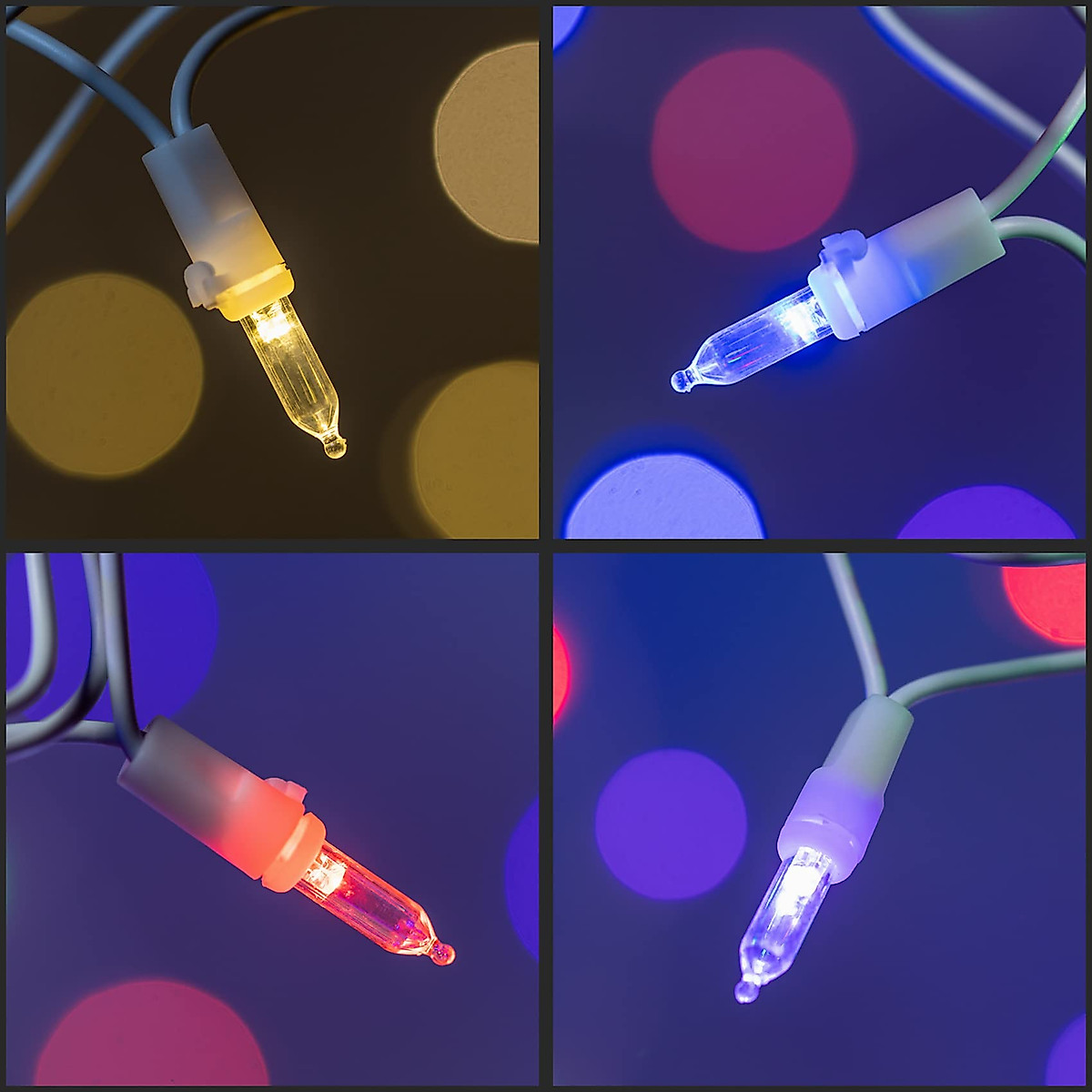 YULETIME 66 Feet 200 Count Color Changing LED String Lights with 10 Modes Remote Control, Warm White/Multicolor Variable Color Christmas Lights (White Wire)