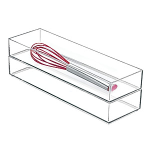 iDesign Clarity Drawer, Kitchen and Bathroom Organization Silverware, Spatulas, Gadgets, Large-Set of 2