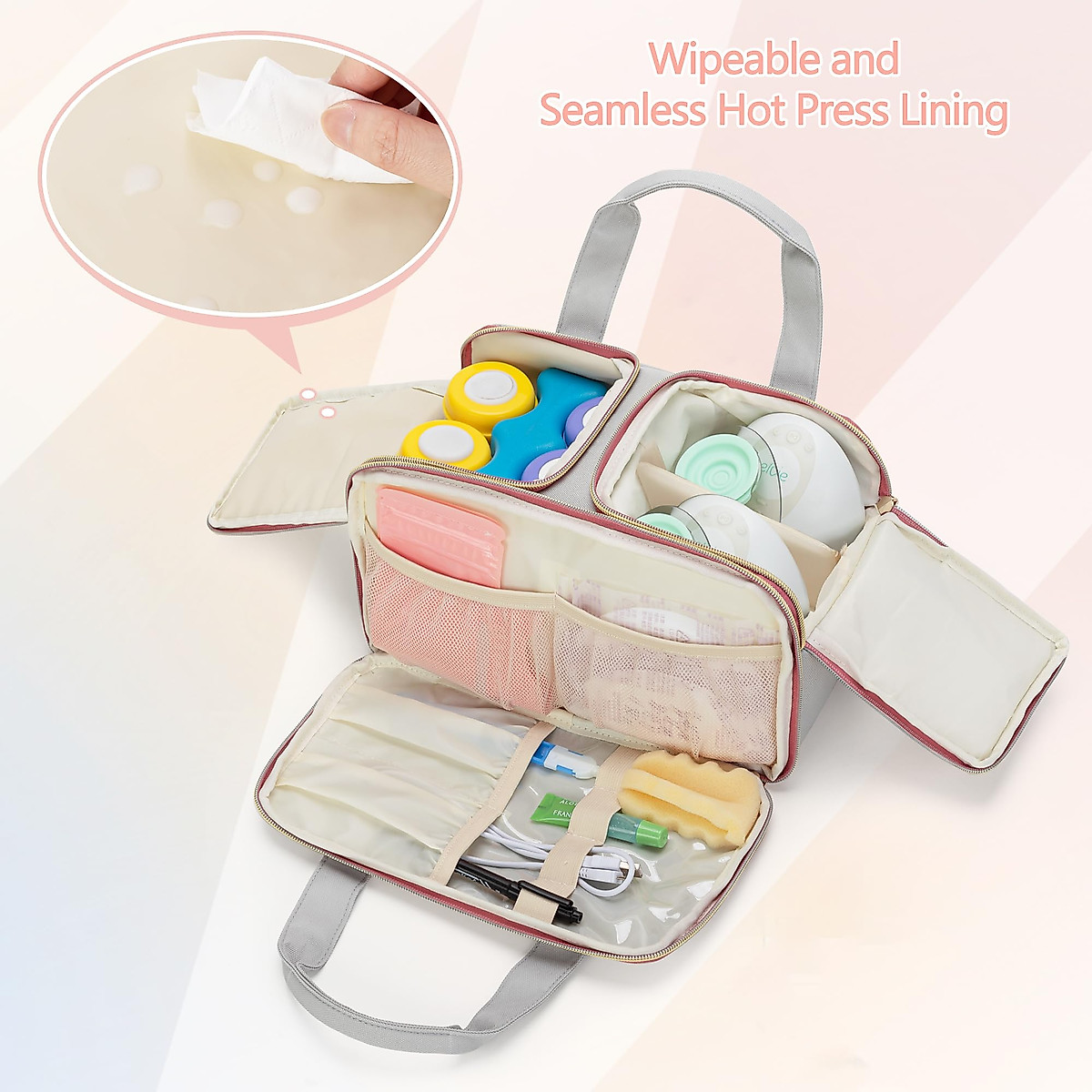 Damero Wearable Breast Pump Bag Compatible with Elvie Breast Pump and Most Medela Electronic Pumps, Tote Bag for Wearable Breast Pump, Pump Parts and Ice Pack, Patent Design