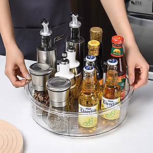 MadeGlad Lazy Susan Rotating Turntable Spice Rack Organizer, Large Round 12” with Removable Dividers, Clear Acrylic Spinning Food Storage Tray for Kitchen, Fridge, Cabinet, Pantry, Countertop